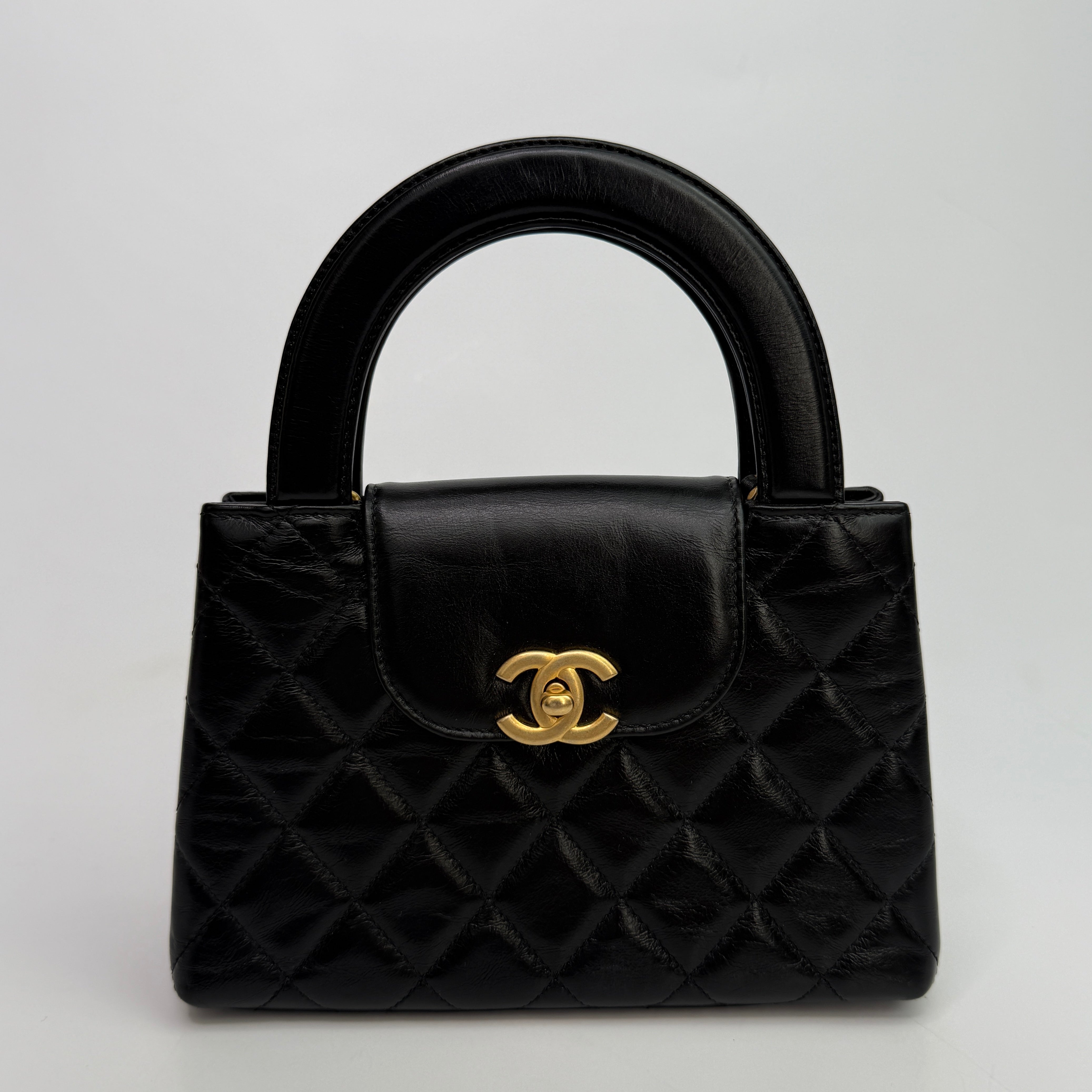 Chanel Mini Kelly Bag In Black Calfskin Leather GHW